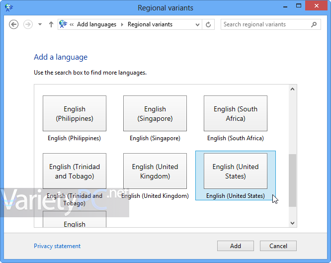 วิธีเปลี่ยนภาษา English (UK) บน Windows 8 เป็น English (US) | VarietyPC.net