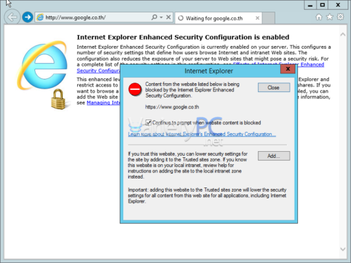 Internet Explorer Enhanced Security Configuration is enabled ...