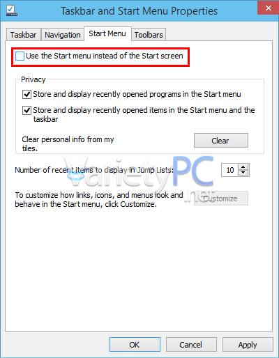 วิธีสลับ Start Menu กับ Start Screen บน Windows 10 | VarietyPC.net
