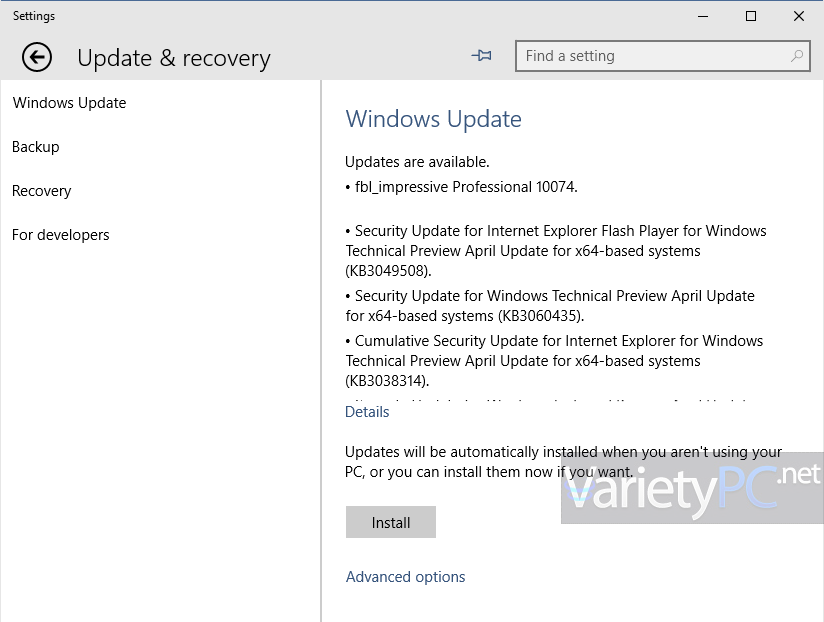 Windows 10 Technical Preview Build 10074 | VarietyPC.net