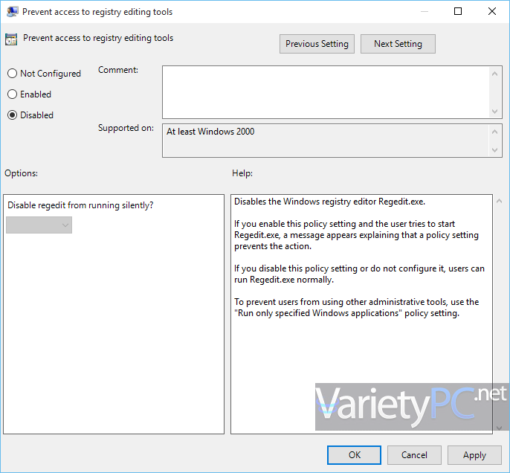 Registry editing has been disabled by your administrator Windows 10 | VarietyPC.net