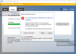วิธีแก้ Virus and spyware definitions couldn't be updated สำหรับ ...