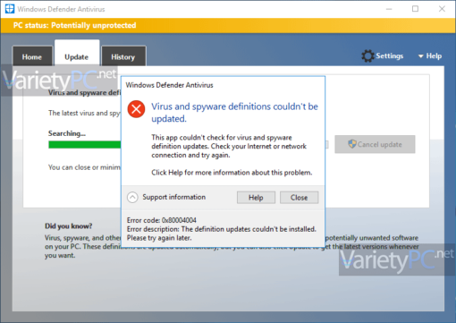 วิธีแก้ Virus and spyware definitions couldn't be updated สำหรับ ...