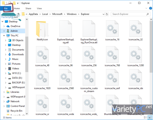 การสร้าง Icon Cache (IconCache.db) บน Windows 10 | VarietyPC.net