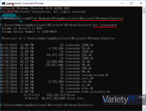 การสร้าง Icon Cache (IconCache.db) บน Windows 10 | VarietyPC.net