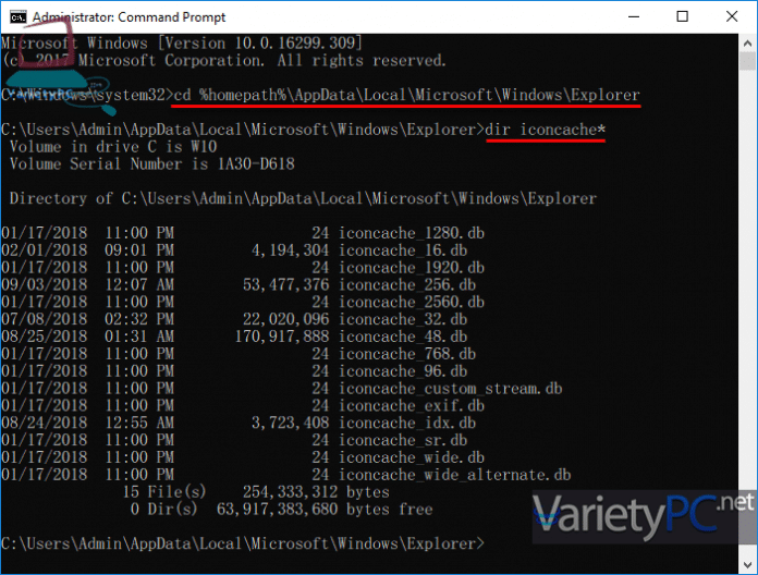 การสร้าง Icon Cache (IconCache.db) บน Windows 10 | VarietyPC.net