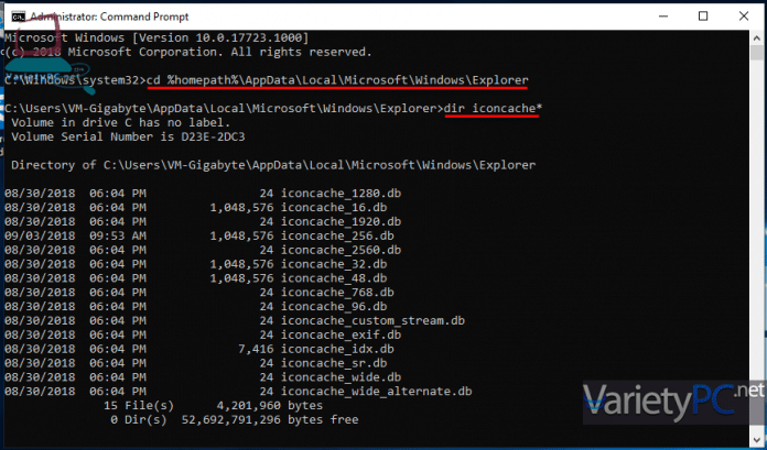 การสร้าง Icon Cache (IconCache.db) บน Windows 10 | VarietyPC.net