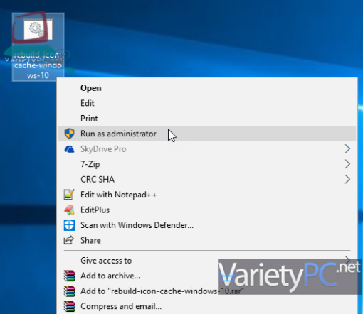การสร้าง Icon Cache (IconCache.db) บน Windows 10 | VarietyPC.net