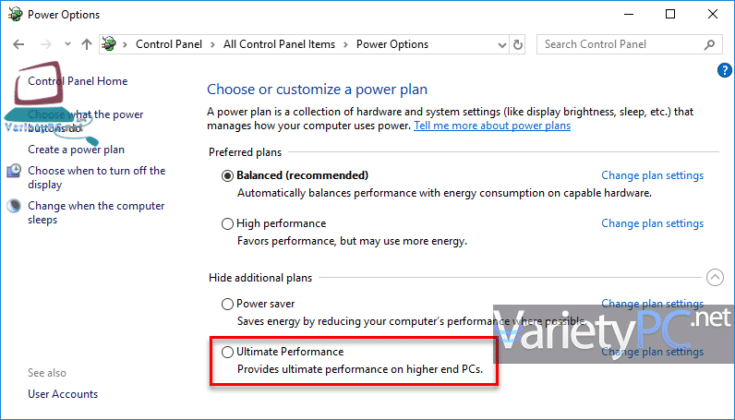 วิธีเพิ่มพลัง Ultimate Performance ให้ระบบ Windows 10 | VarietyPC.net