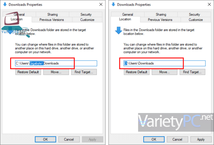 วิธีย้ายโฟลเดอร์ Downloads ไปไว้ไดรฟ์อื่นบน Windows 10 | VarietyPC.net