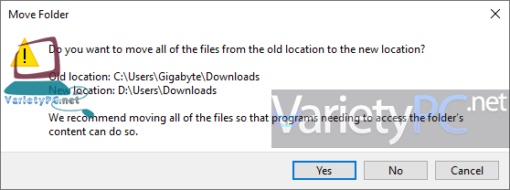 วิธีย้ายโฟลเดอร์ Downloads ไปไว้ไดรฟ์อื่นบน Windows 10 | VarietyPC.net