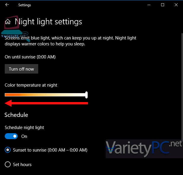 วิธีเปิดใช้โหมดกลางคืน Night Light บน Windows 10 | VarietyPC.net