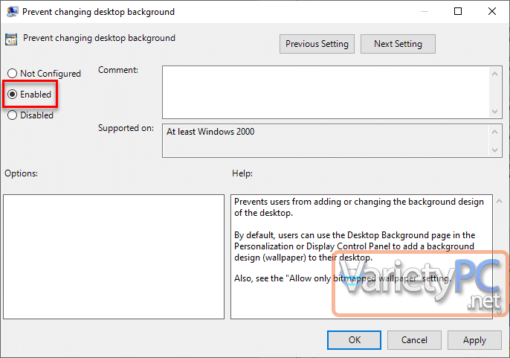 วิธีล็อค Desktop Background ไม่ให้ใครเปลี่ยนบน Windows 10 | VarietyPC.net