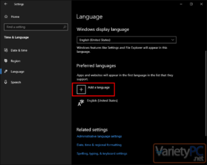 วิธีเปลี่ยน Windows Display Language บน Windows 10 | VarietyPC.net