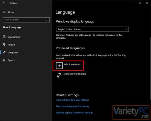 วิธีเปลี่ยน Windows Display Language บน Windows 10 | VarietyPC.net